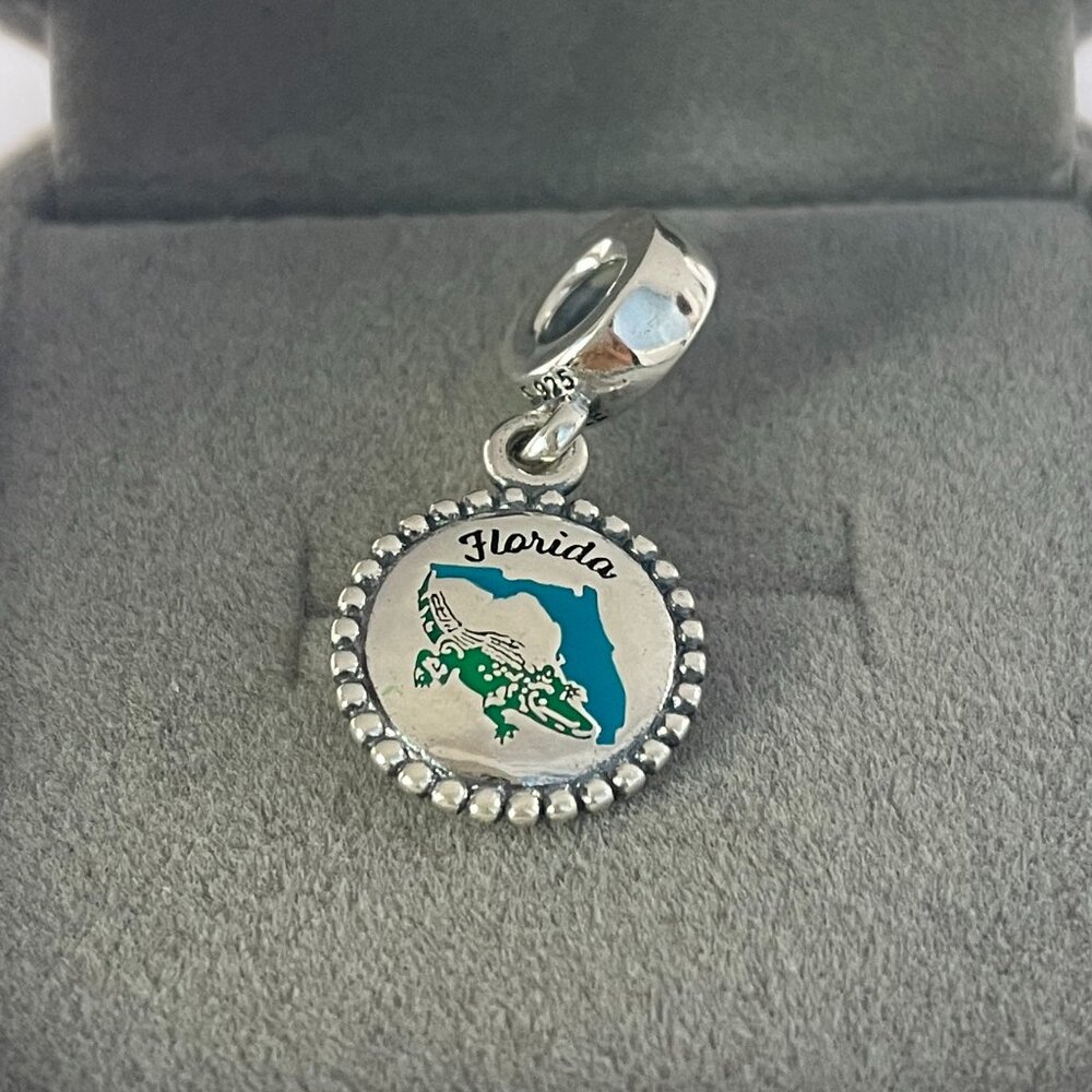 Pandora Florida Map Crocodile Exclusive Charm - Gem